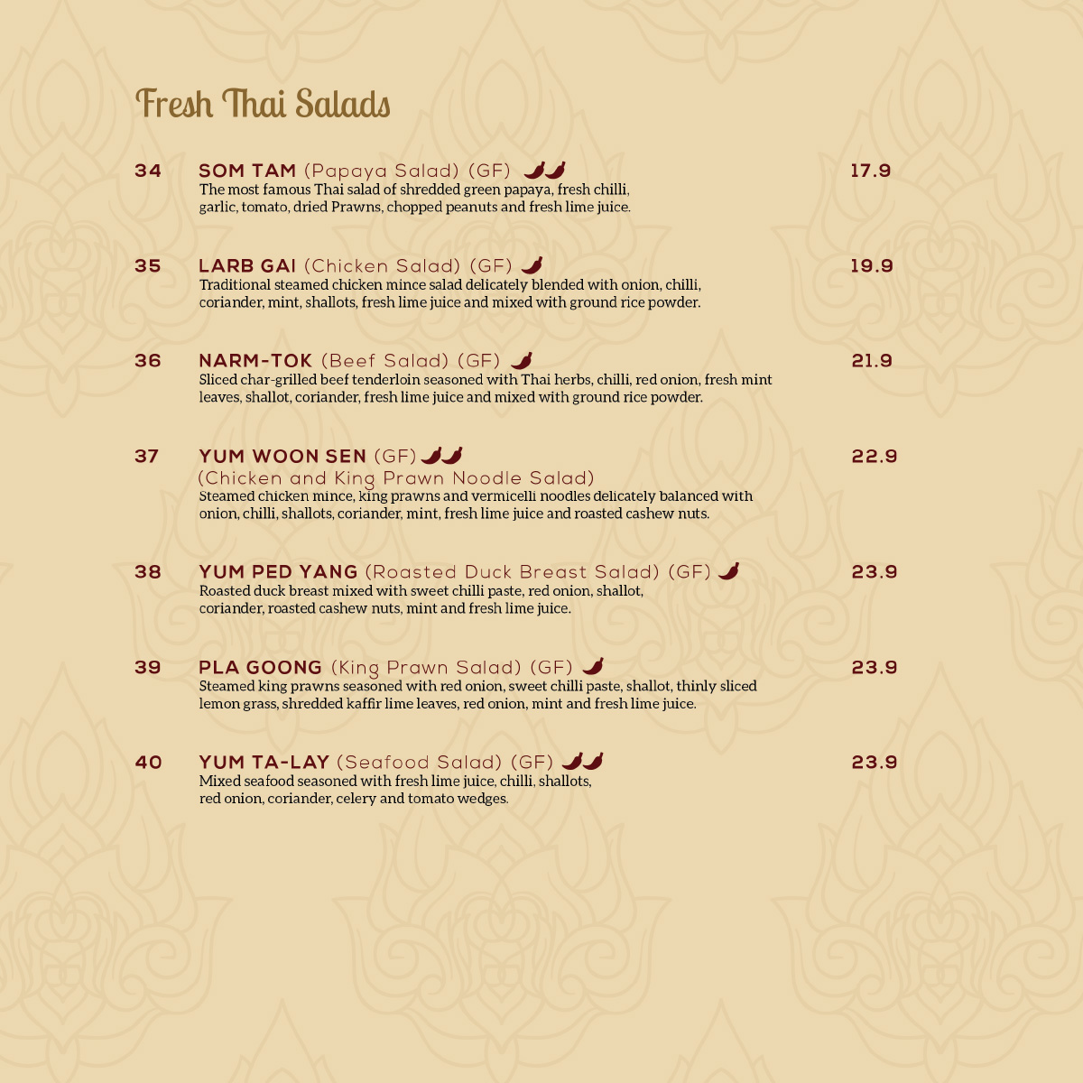 Dine-in Menu – Siam Sunset Kenmore – Thai Restaurant in Kenmore, Brisbane